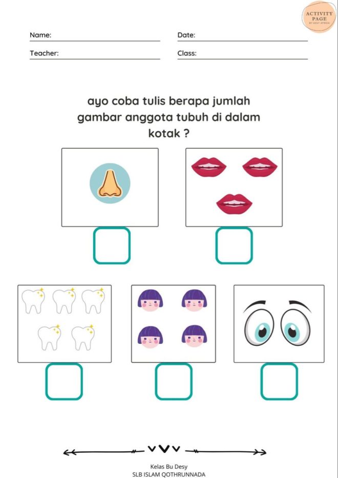 Kumpulan Lembar Kerja PAUD/TK Tema Diri Sendiri