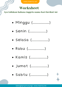 13 Lembar Kerja Worksheet Bahasa Inggris Anak PAUD/TK/SD