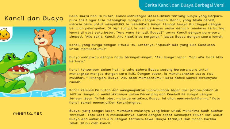 5 Cerita Kancil dan Buaya Berbagai Versi