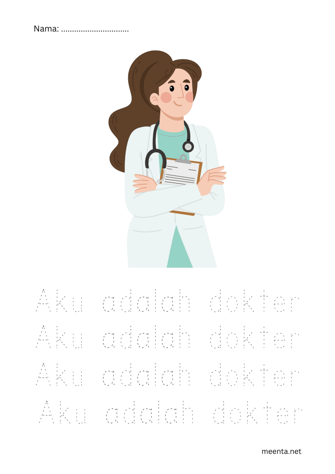 7 Lembar Kerja Anak Tema Dokter Untuk PAUD dan TK