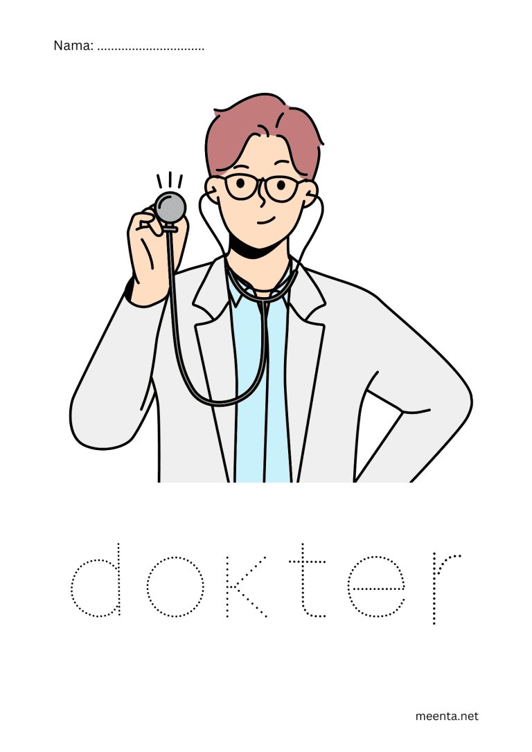 7 Lembar Kerja Anak Tema Dokter Untuk PAUD dan TK