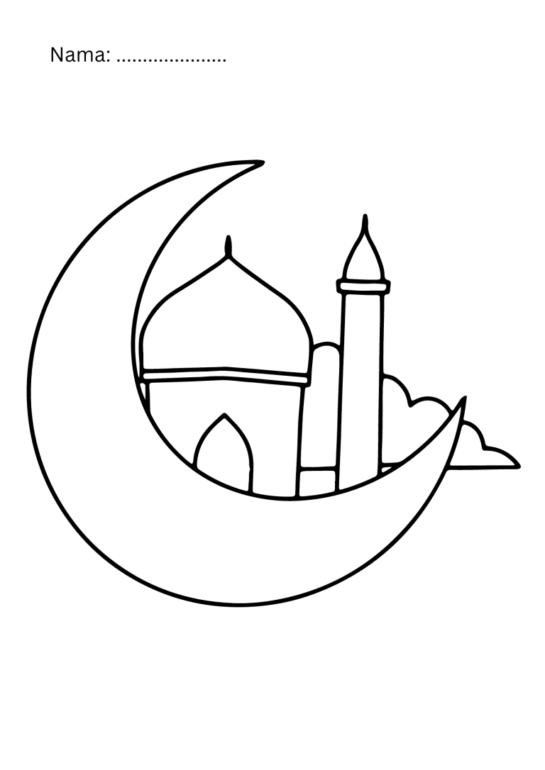 12 Sketsa Mewarnai Gambar Tema Ramadhan Anak TK
