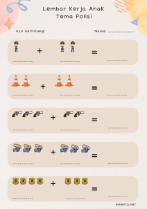 7 Lembar Kerja Anak Tema Polisi Untuk TK/PAUD