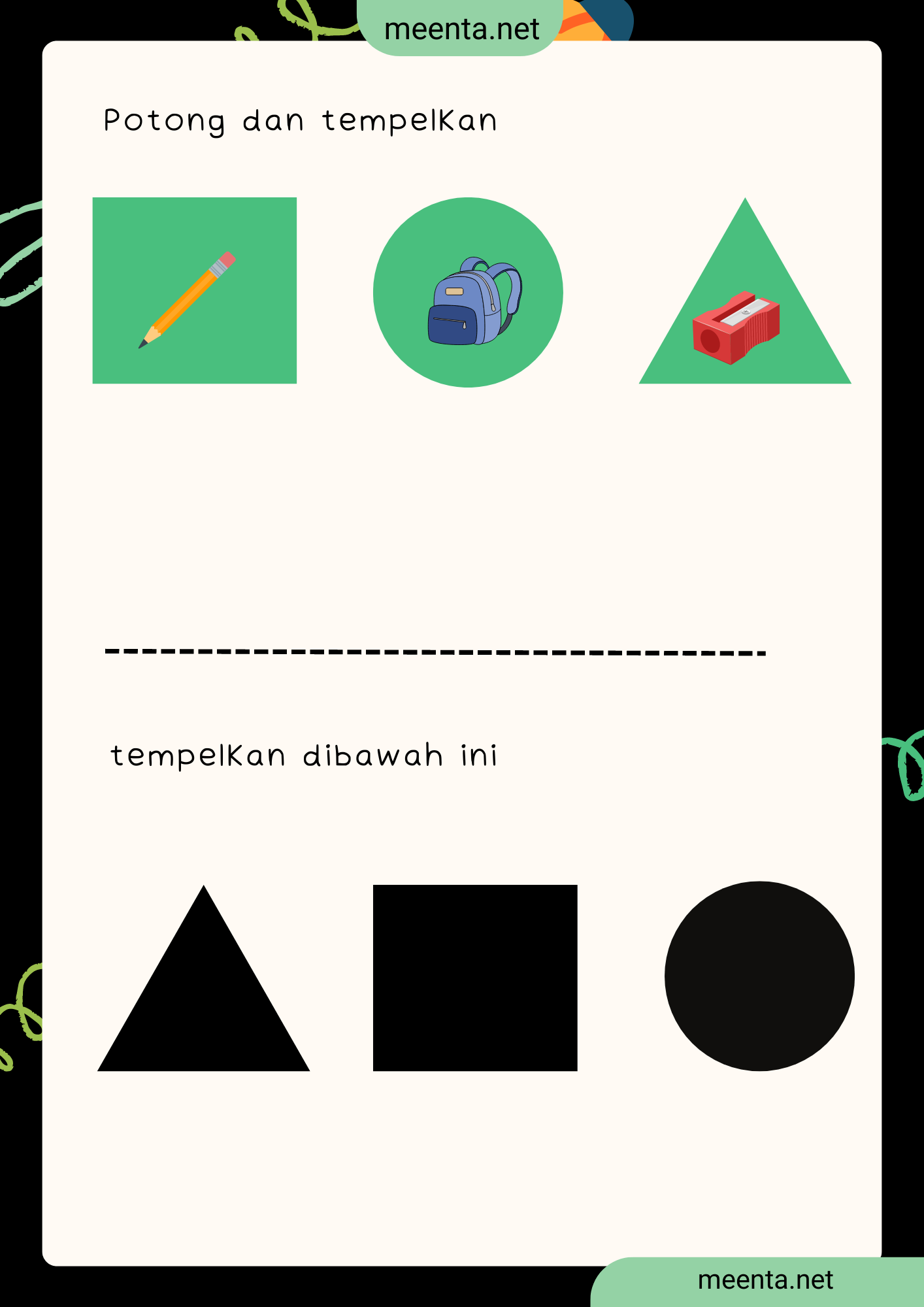 9 Worksheet Anak TK Tema Sekolahku