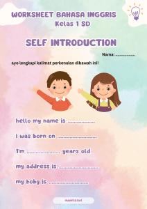 Worksheet Bahasa Inggris Kelas 1 SD
