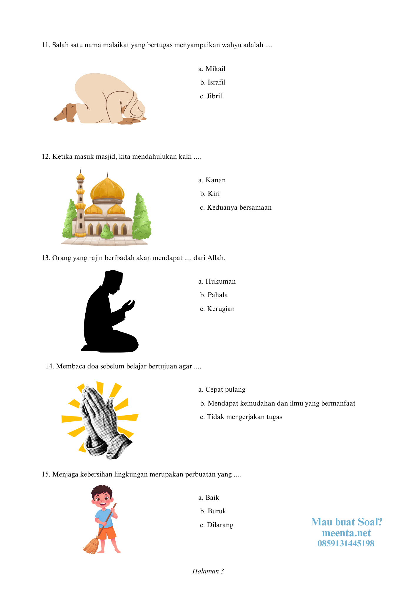 15 Soal PAI Agama Islam Kelas 5 SLB